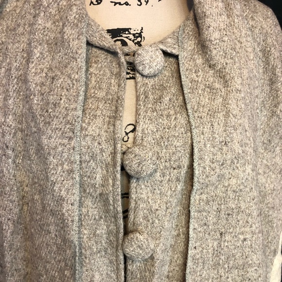 Sweaters | Long Gray Boho Vtg Button Front Open Side Poncho | Poshmark